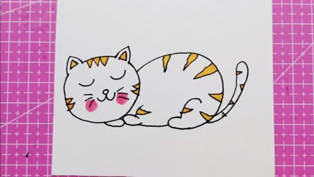 睡着的小猫咪也太可爱了吧!跟我一起画吧!
