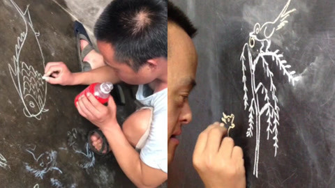 "唐氏"患者20秒完成简笔画 被网友称为天才画家