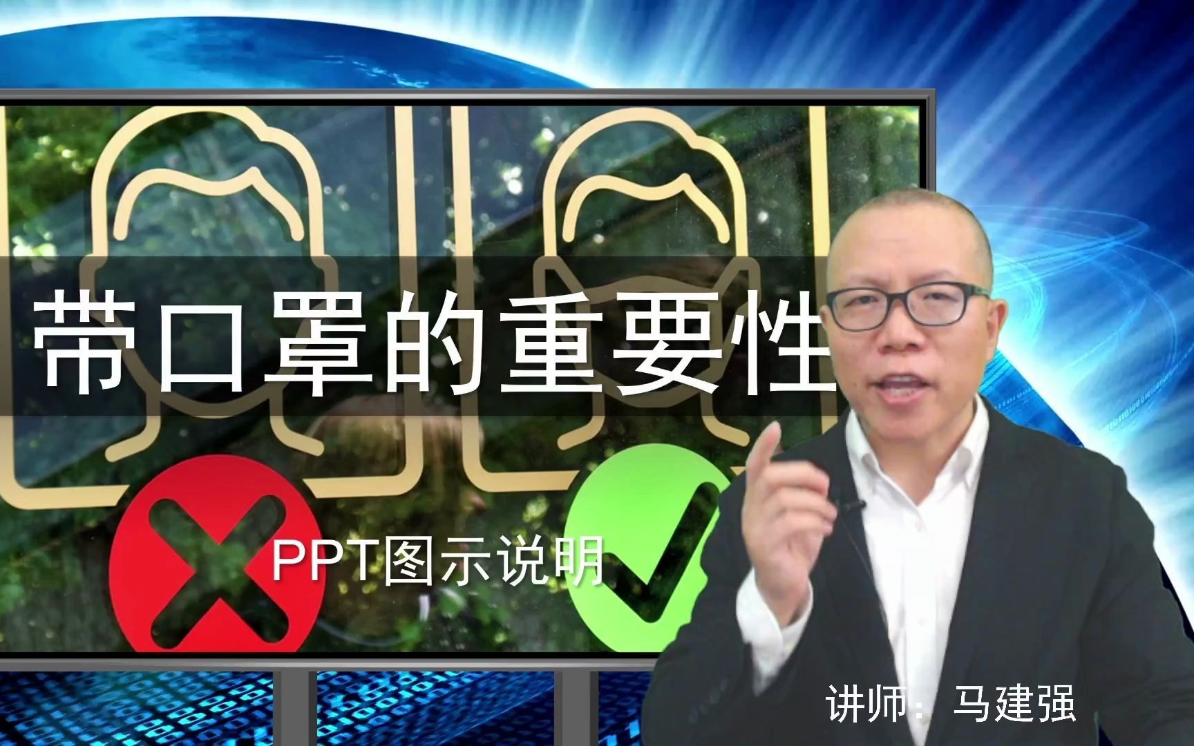 PPT动画数据图示戴口罩的重要性,加油!战胜疫情!