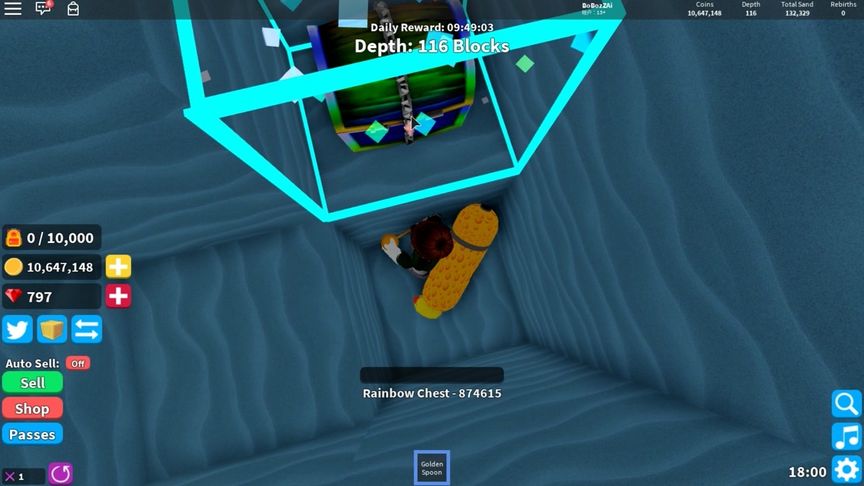 波波仔解说 roblox 寻宝模拟器:史诗彩虹宝箱!10万耐久怎么挖?