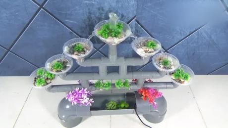 手工制作:水族箱DIY,喷泉瀑布流水观赏鱼缸,用PVC管自己制作!