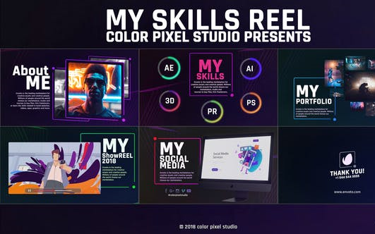 AE模板-人简历介绍视频个人资料作品集简历模板职业者工作技能介绍...