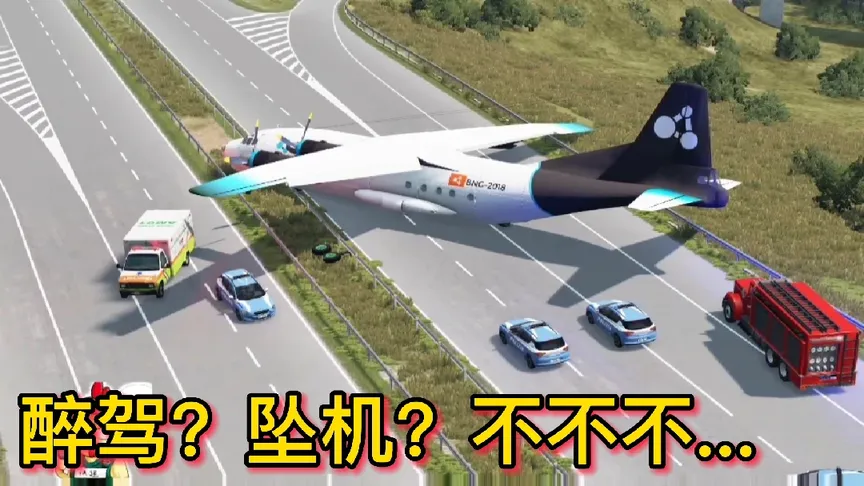 车祸模拟器441 憨憨机场附近玩无人机 飞机引擎被撞掉 情况危急