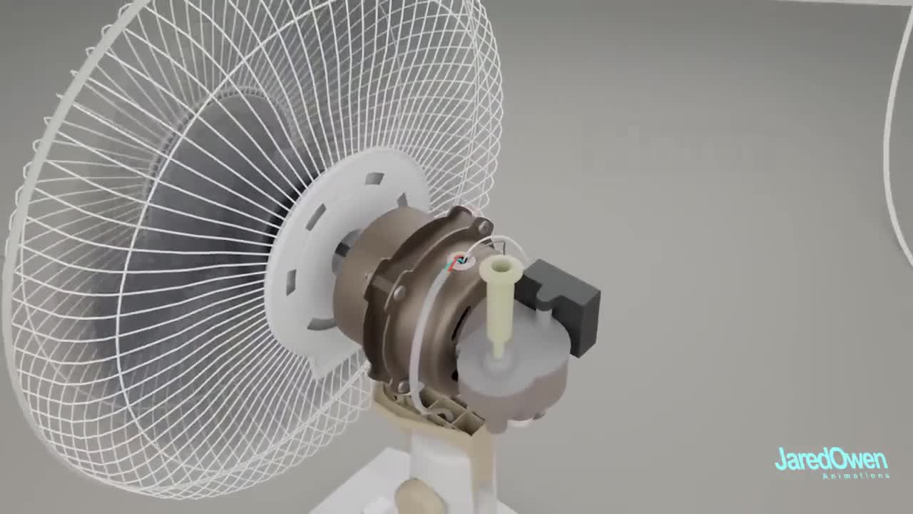 3D最强动画演示:摇头风扇的工作原理