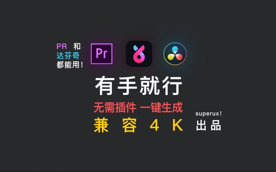 加字幕?有手就行!最最简单的加字幕方法!兼容4K!PR 达芬奇通用!必剪!