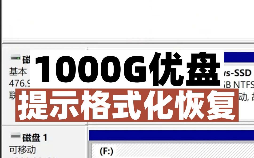 1000GB优盘连接电脑显示使用驱动器f中的光盘之前需要将其格式化,...