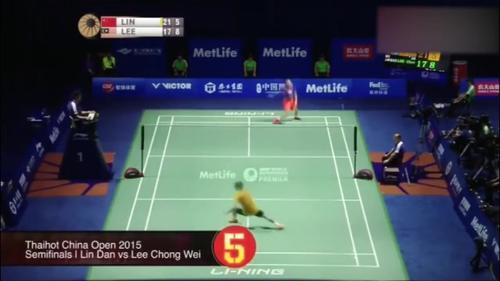 羽毛球,李宗伟战胜林丹的最佳球之一,杀球犀利无比