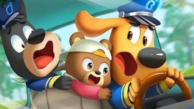 益智早教动画,拉布拉多警长安全提示不要在驾驶座上玩耍