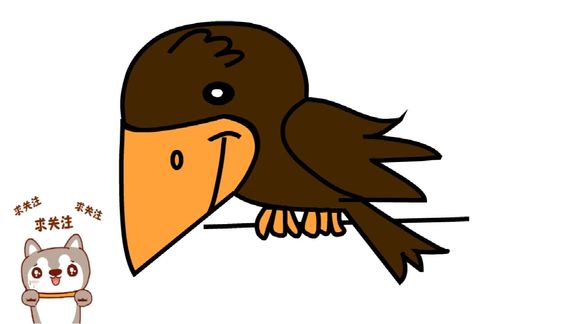 乌鸦 动物简笔画动画教材,儿童学生小朋友学美术画画,益智课堂