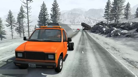 驾驶卡车疯狂撞击 把挡路的障碍铲飞 真实车祸模拟beamng