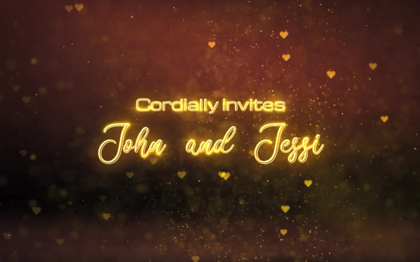 AE模板-金色闪烁效果的动态文字心型浪漫背景视频模板