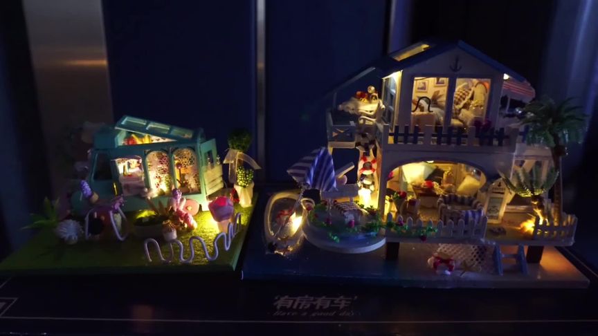 迷你别墅手工拼装小房子模型汽车玩具#diy手工制作 #抖音小助手