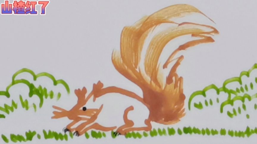 松鼠简笔画,快乐的小松鼠