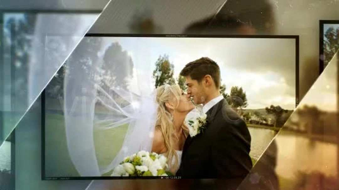 AE模板-透明玻璃压脚效果的幻灯片视频婚纱写真个人或家庭影集照片...