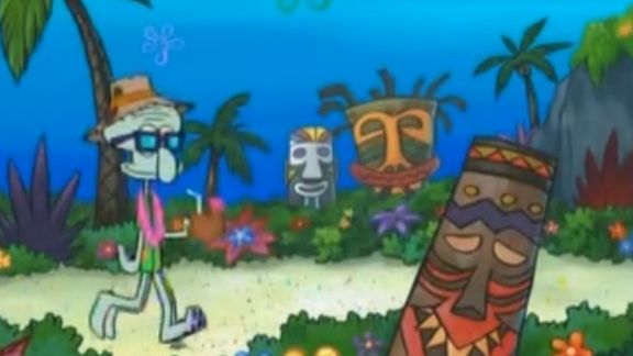 海绵宝宝:章鱼哥一推门看见美丽风景,自己不相信,全都是幻觉吧