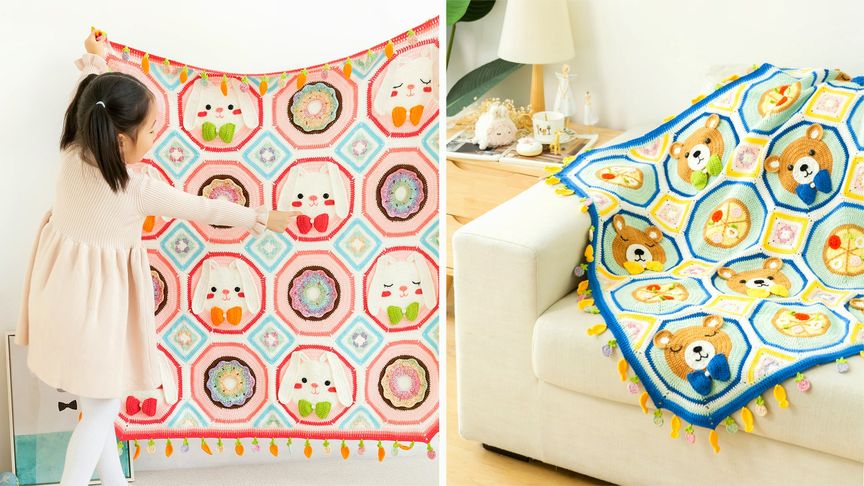 【SA1225_2】苏苏姐家_钩针动物派对毯_小兔款编织视频教程