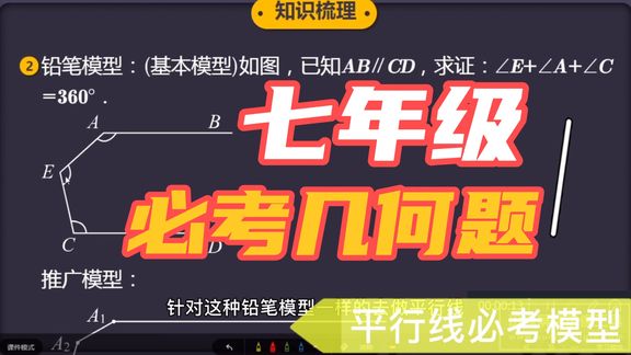 七年级平行线几何必考题型:猪脚模型+铅笔模型+鹰嘴模型