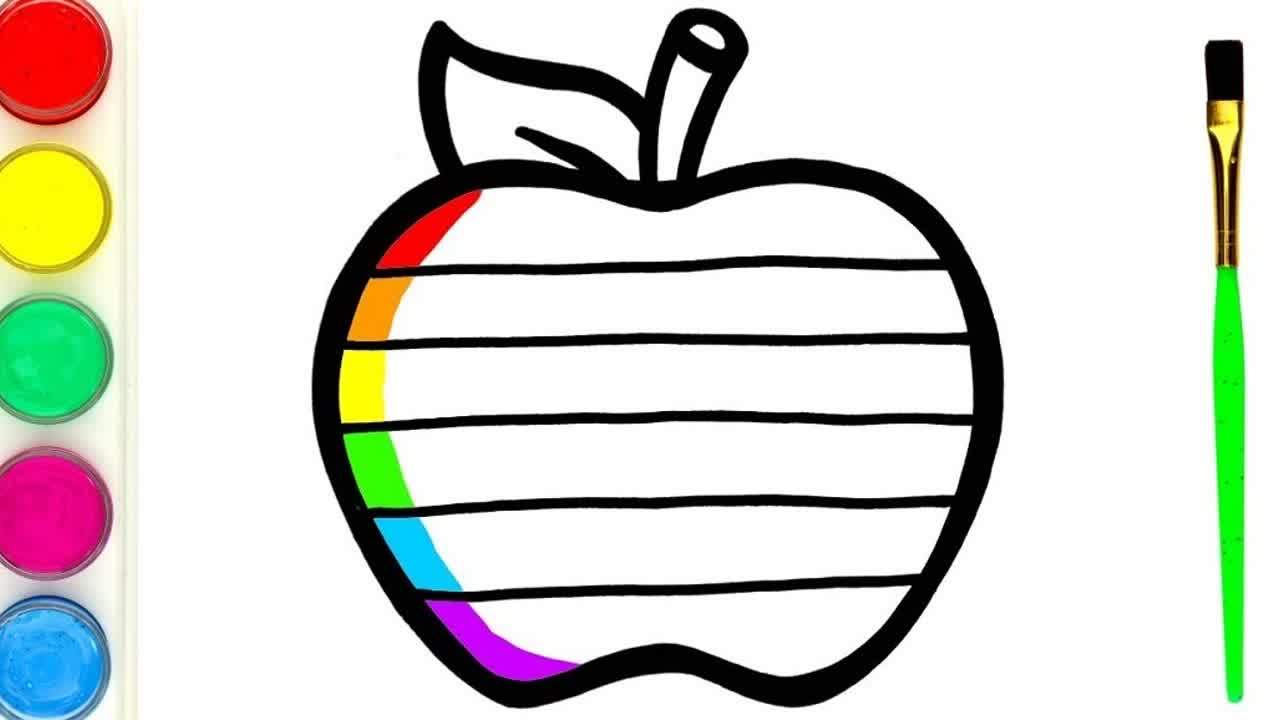 儿童绘画,绘画简笔画苹果,还能学习颜色!