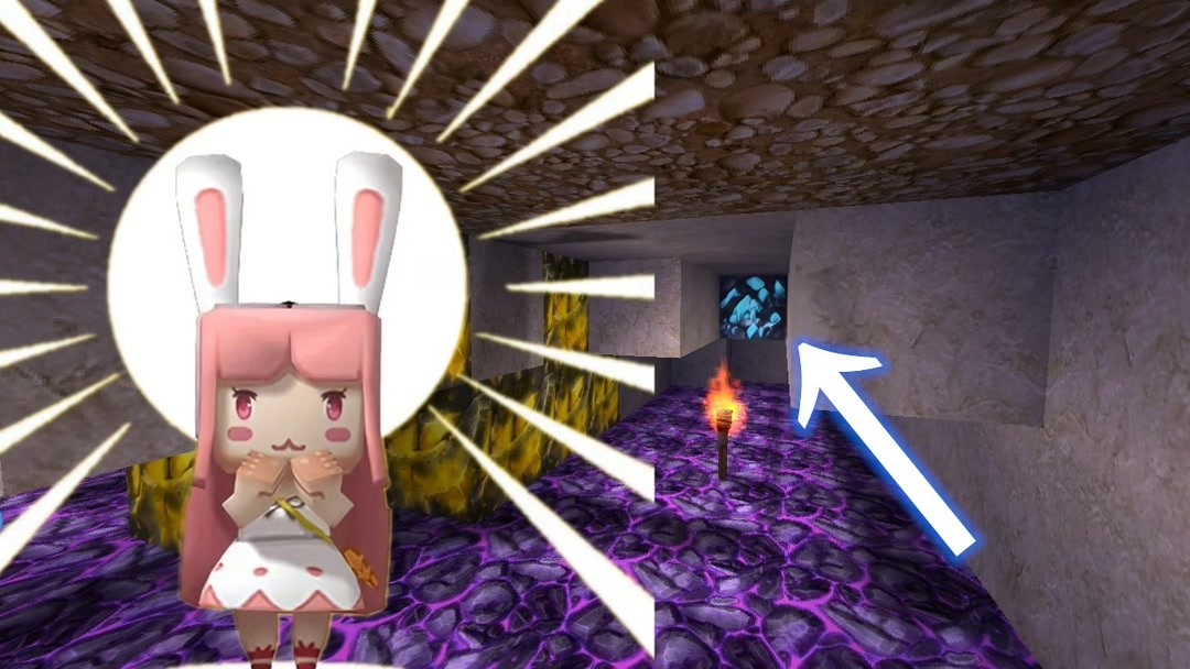 迷你世界:极限生存涓涓挖到第一颗蓝钻石 兴奋的跳起舞!