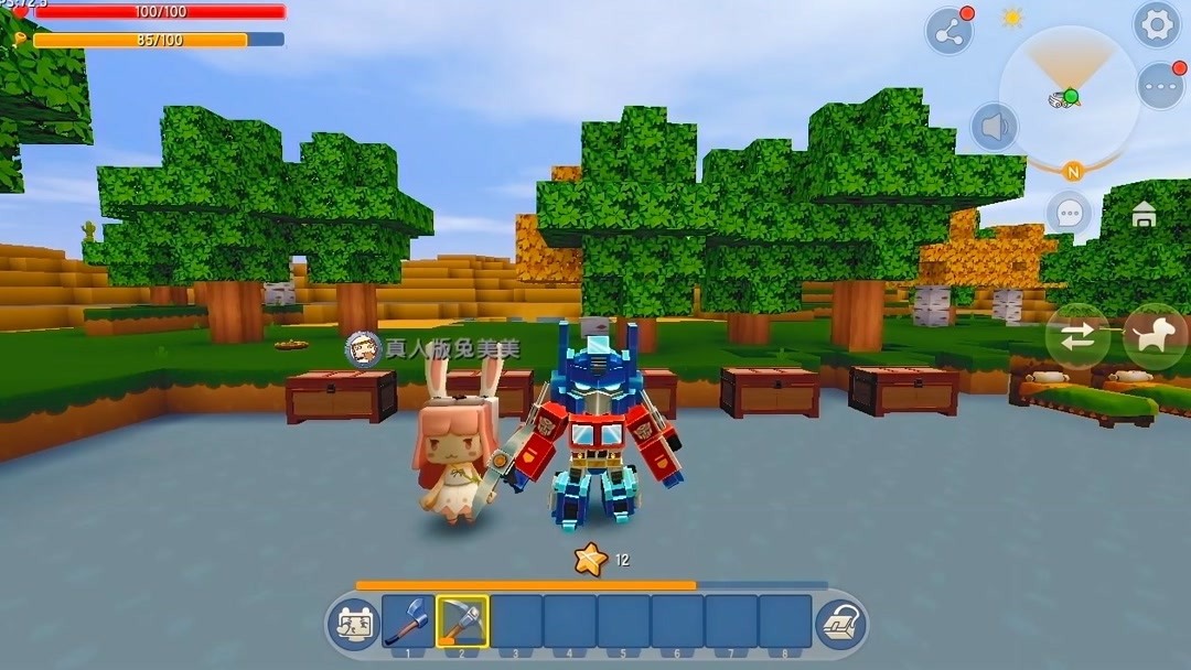 迷你世界带妹生存5：半仙手把手教兔美美制作全自动刷石机