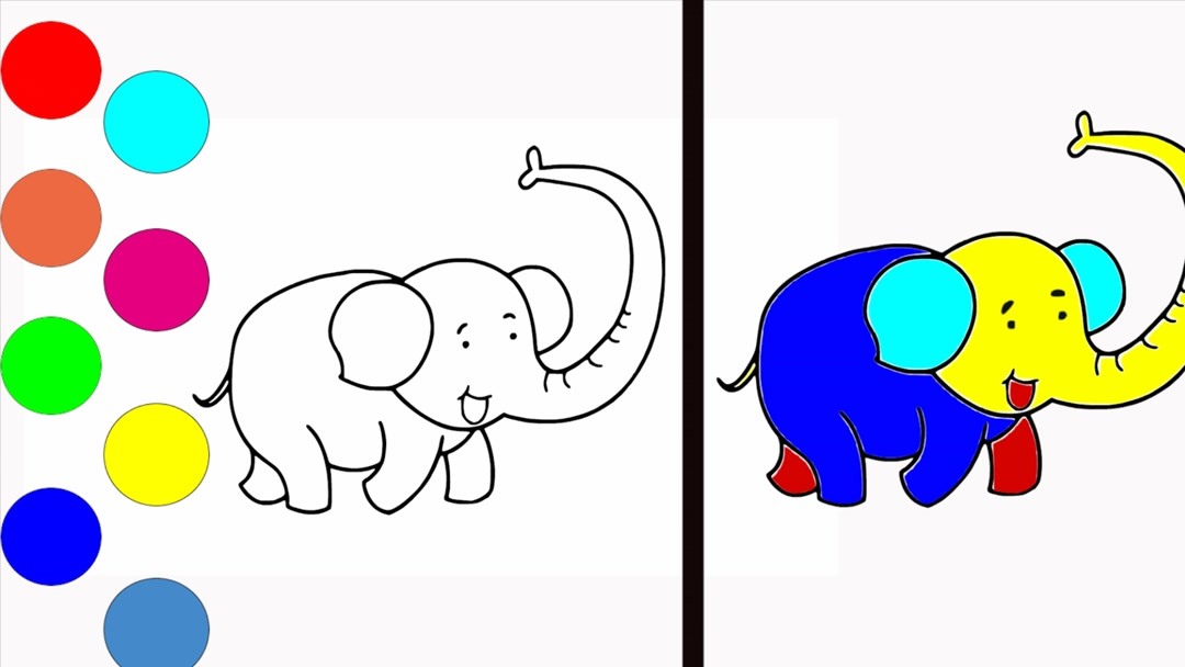 简笔画:学画一只会动的彩色大象