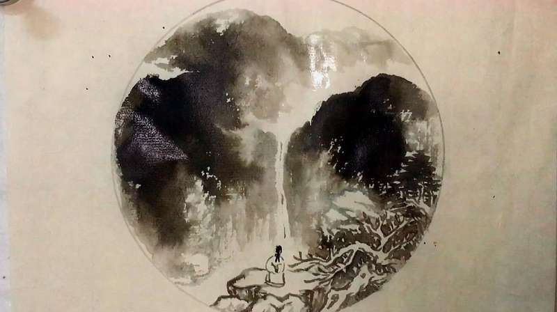 泼墨山水画技法:先泼后勾,简单几个步骤,尽显水墨之美