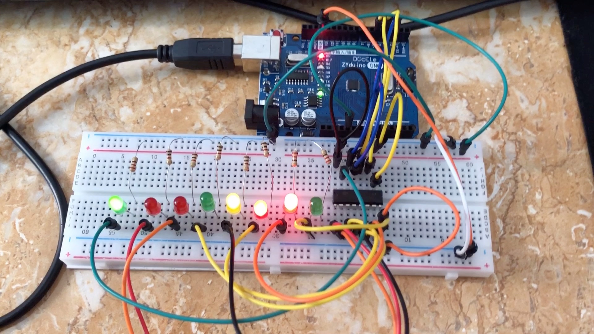 arduino 74HC595流水灯