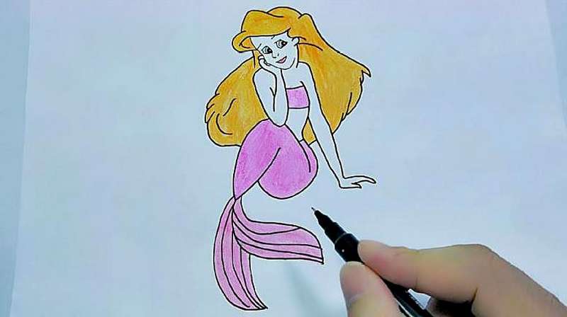 儿童简笔画入门教程视频,漂亮的美人鱼简笔画,学习起来很容易