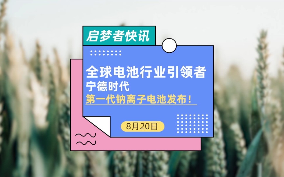 全球电池行业引领者!宁德时代的第一代钠离子电池发布!