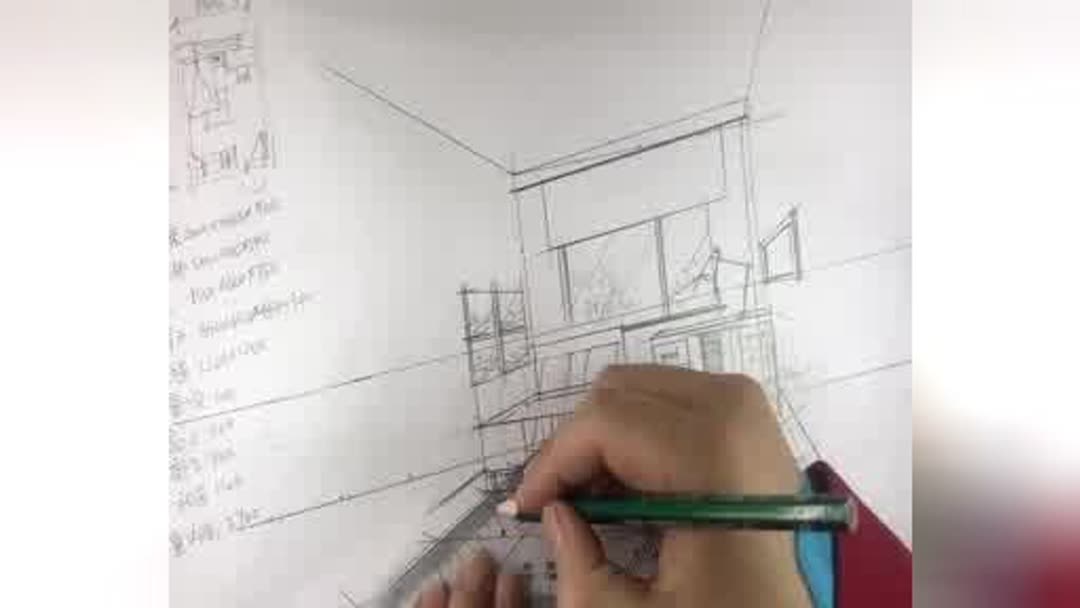 6儿童房尺规透视表现--哈尔滨唐殿民天一手绘培训工作室