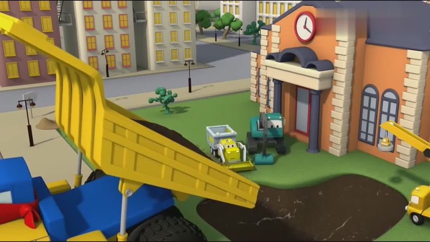 儿童益智动画,卡车卡尔变身开采车去帮助建筑队开采宝石