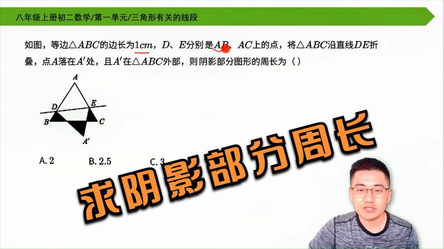 初二数学,仔细观察图形找到边长关系,求解阴影图形的周长