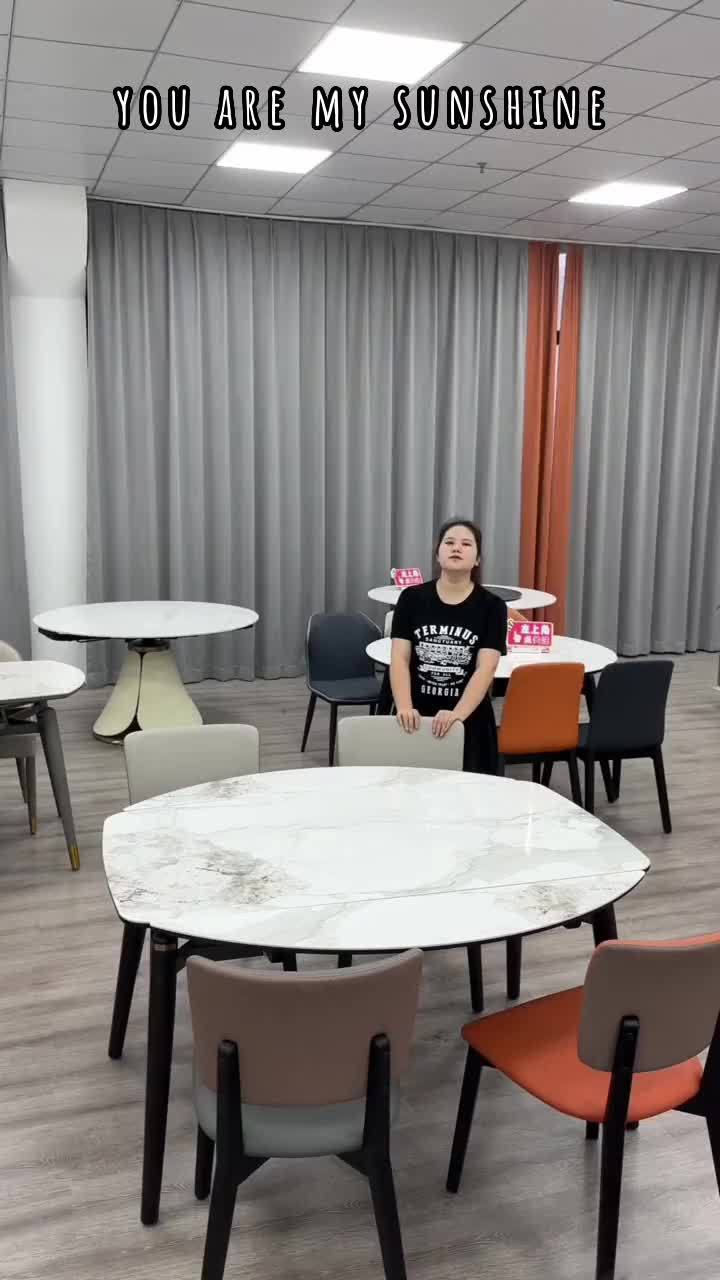 岩板餐桌厂家直销批发可伸缩方圆两用小户型家用实木折叠现代简约轻...