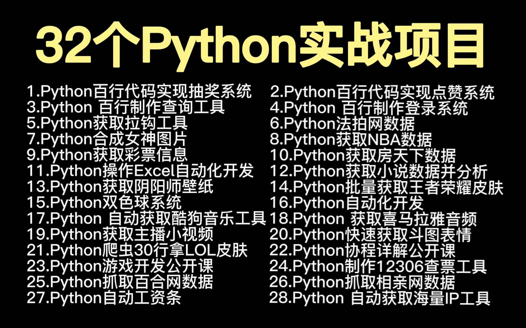 【附源码】全网最新的Python实战项目案例,超适合小白练手的实战项目!