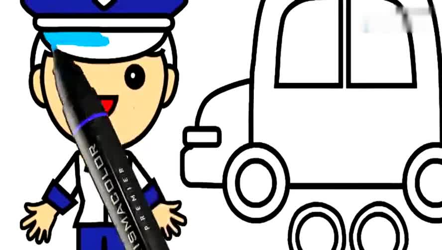亲子早教简笔画,教宝宝画警察叔叔和警车,既有教育意义又超简单!