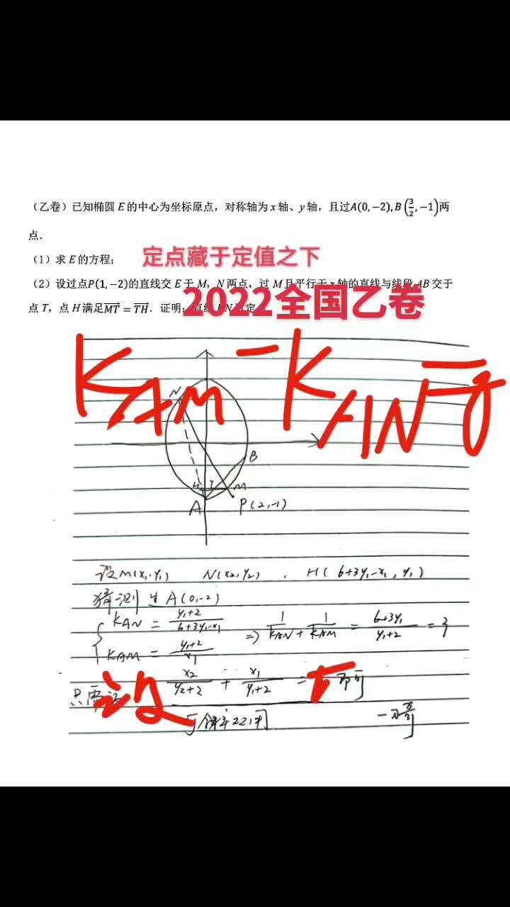 #每日一题高考数学 #双倍桃桃双倍心动 全国乙卷不联立二法来了