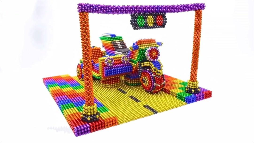 玩具模型DIY,看看如何用巴克球拼装侧三轮摩托车模型!