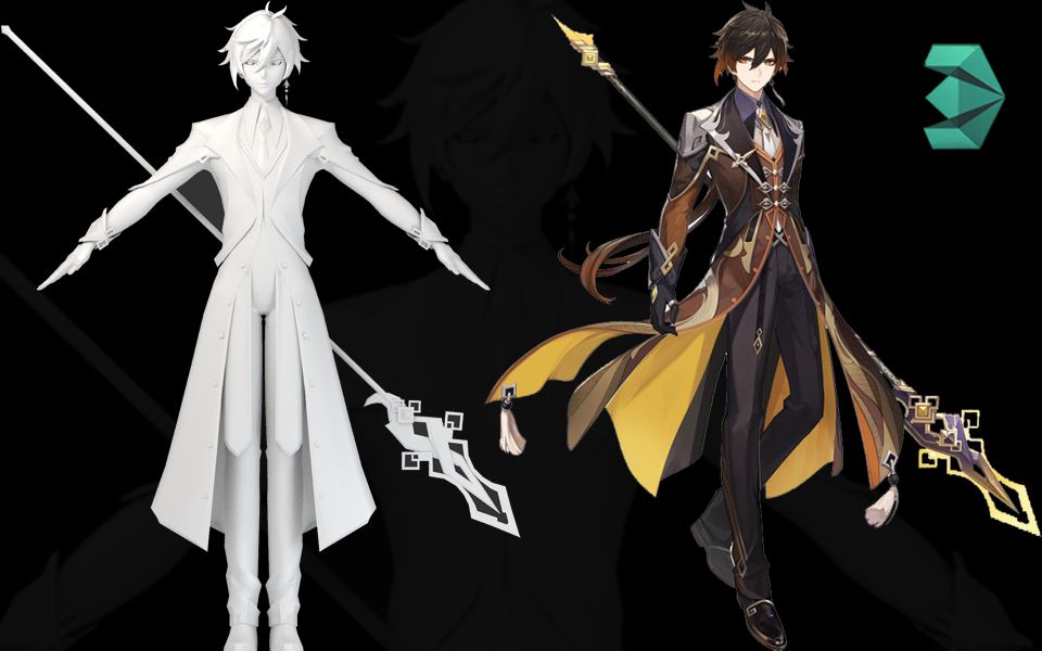 【原神钟离】3DMAX模型全身制作案例教学