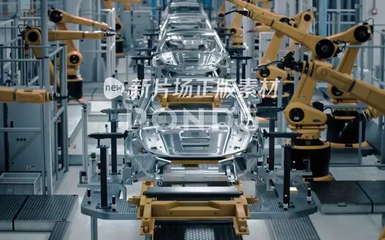 新片场素材ID-XMZy4HhfifX7MCG-全自动汽车制造厂全息投影特写镜头