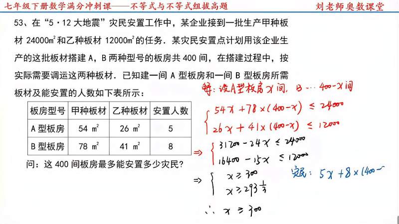 七年级下册数学:不等式拔高题53,运用不等式组解复杂应用题