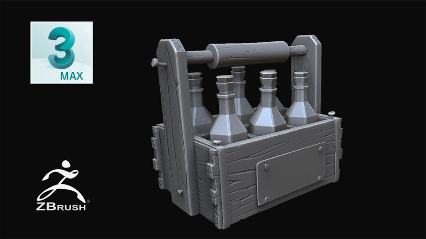 【3d建模】来,干了这一打酒!场景道具游戏模型制作流程~