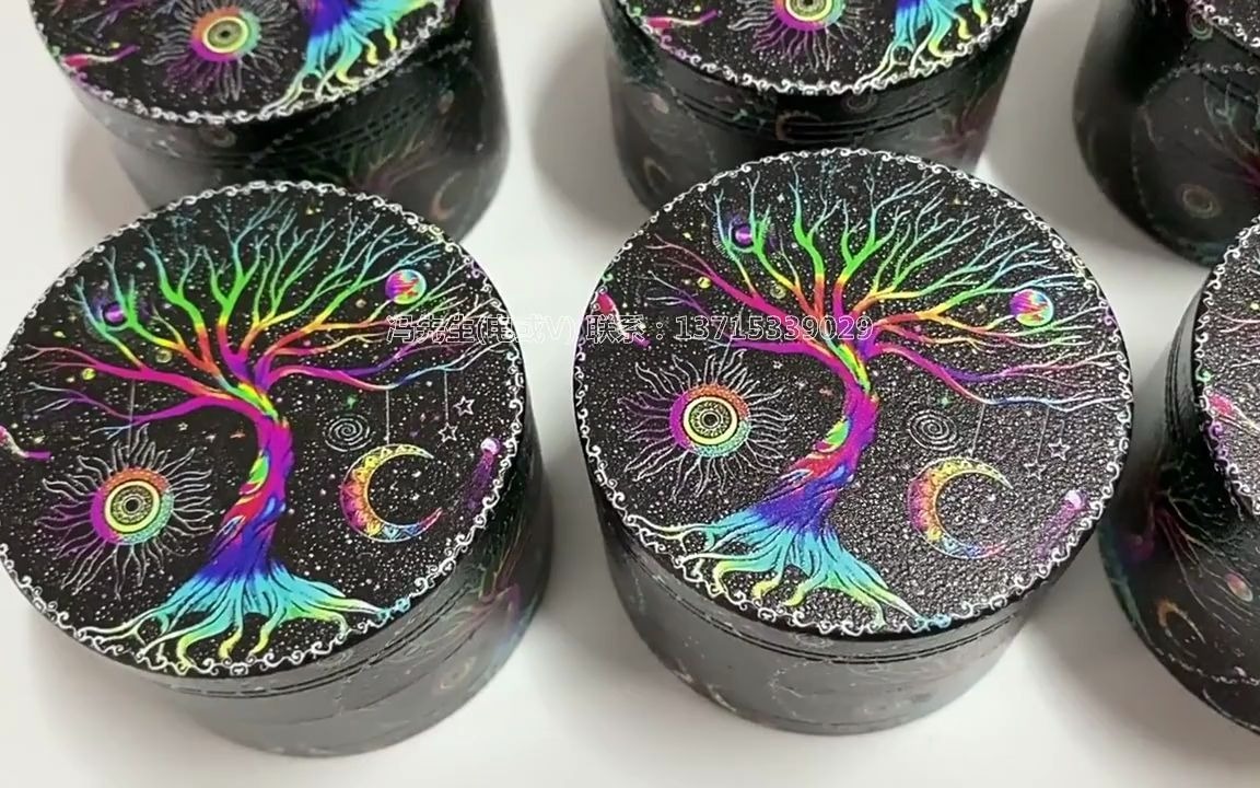 彩印全包磨烟器 63MM四层UV锌合金金属研磨器 GRINDER亚马逊热销
