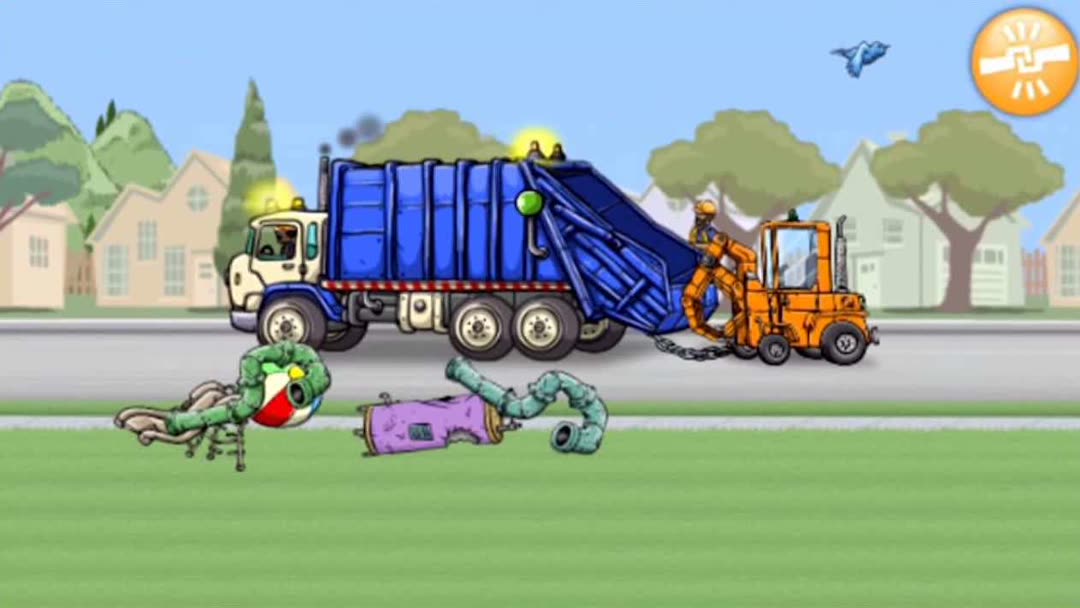 道路垃圾清理 驾驶操作垃圾车清理路面废品 垃圾回收处理