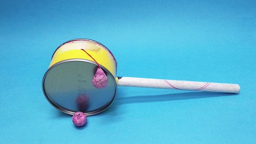 小壮手工制作手摇小鼓,儿童手工DIY玩具,咚咚咚小鼓摇起来