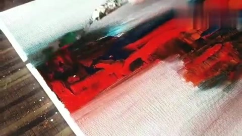 大师作画,1把刮刀4个颜色,寥寥几刮刀就绘制出一幅美丽的画卷