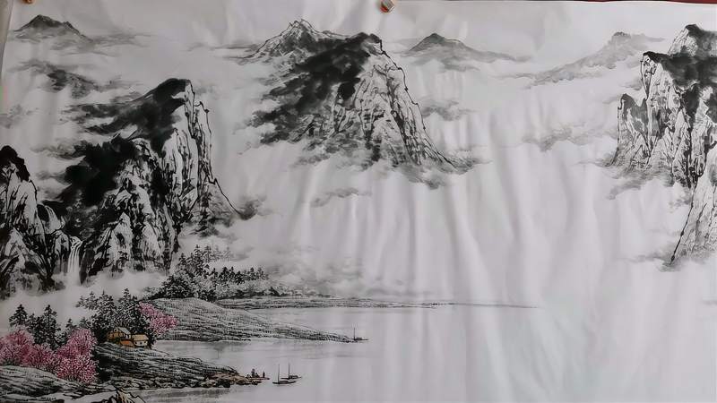 中国山水画:上色湿染法