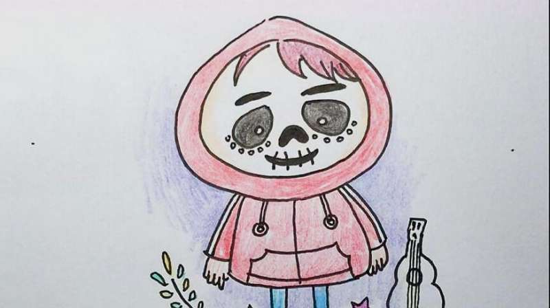 摇滚米格主题简笔画书签 趁着周末,跟孩子一起学画画