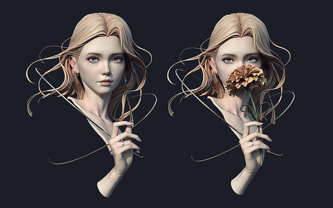 【zbrush教程】唯美女性人物高模雕刻教程、zbrush角色建模