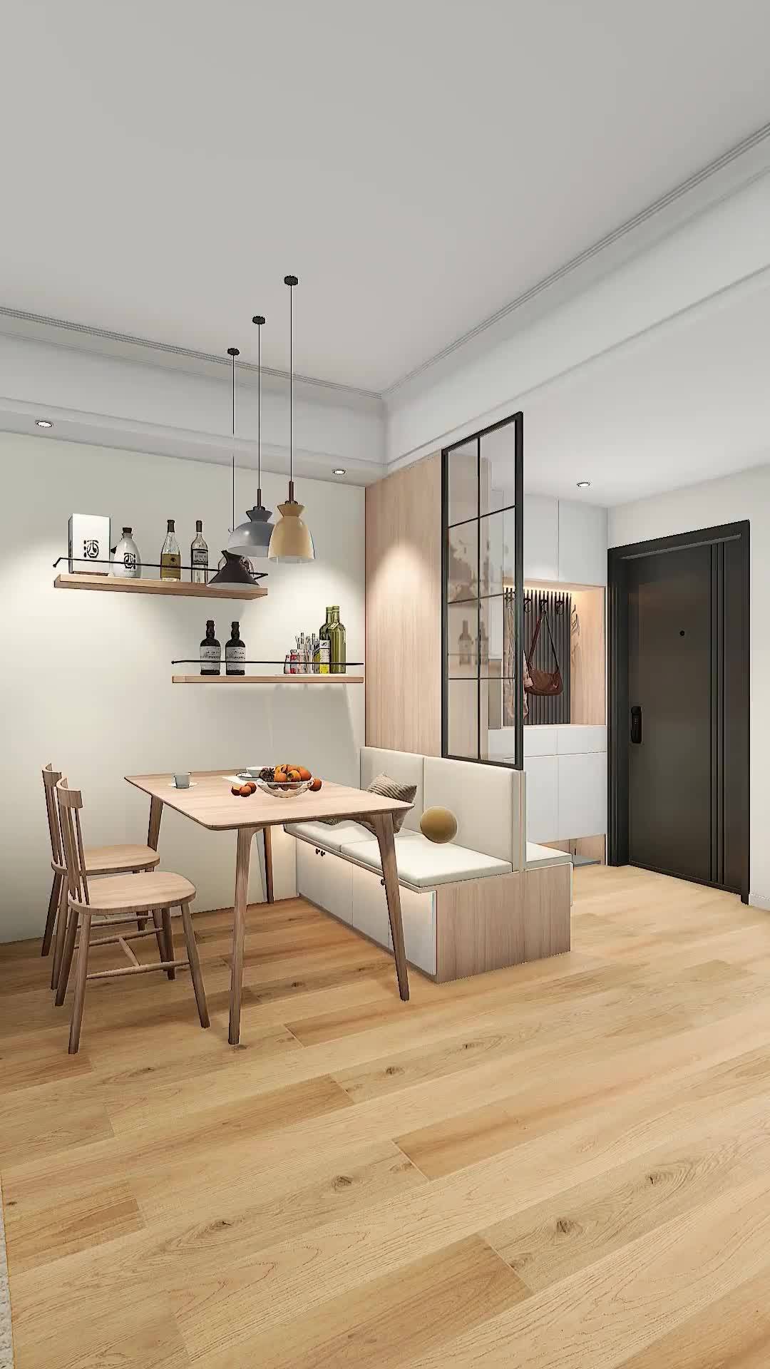 进门正对着餐厅,做个玄关来隔断,打造完美入户空间