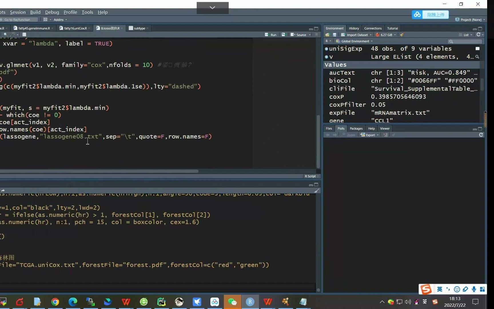 TCGA数据继续lasso回归分析